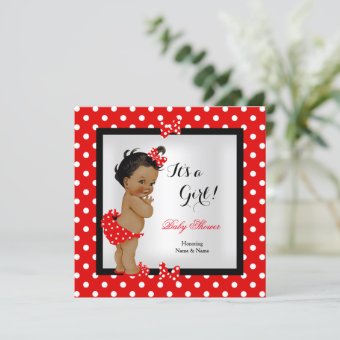 Cute Baby Shower Girl Red Black Ethnic Invitation | Zazzle