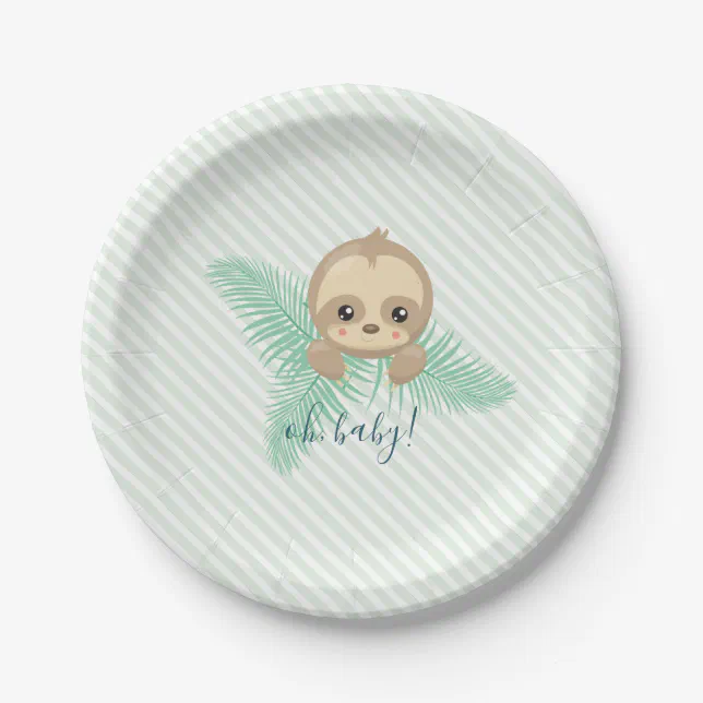 Cute Baby Sloth Baby Shower Party Paper Plates | Zazzle