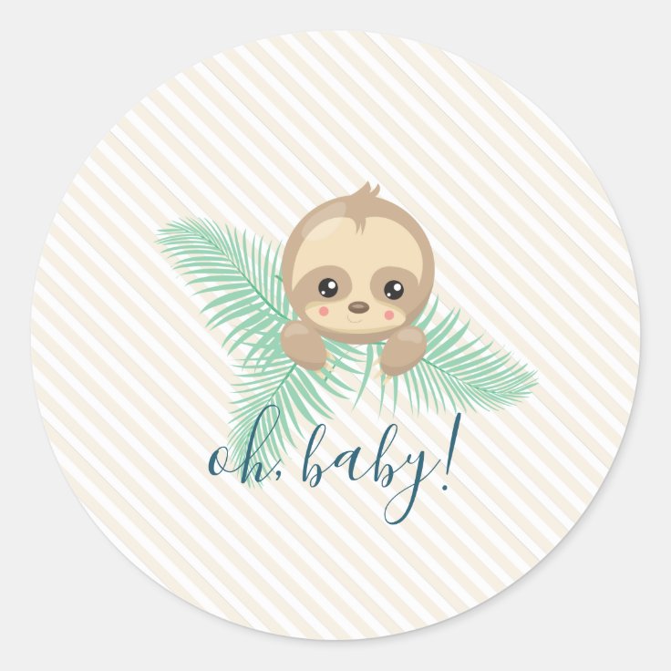 Cute Baby Sloth Baby Shower Party Stickers | Zazzle