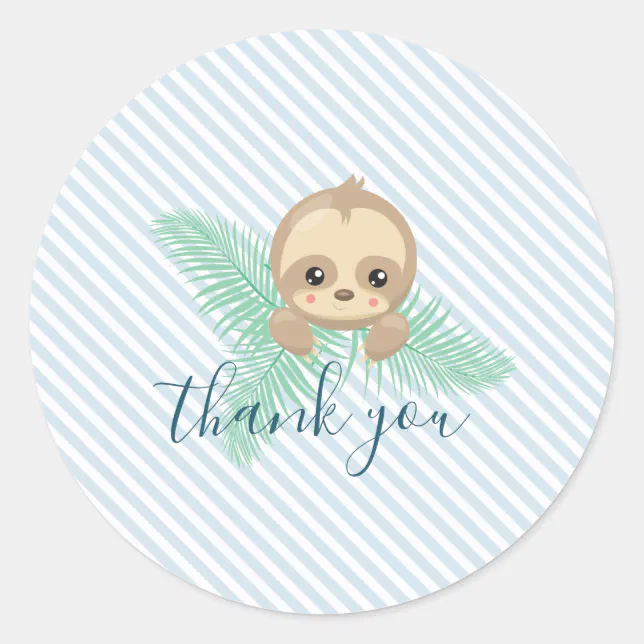 Cute Baby Sloth Birthday Party Stickers | Zazzle