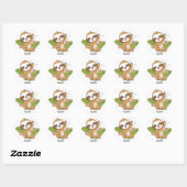 Cute Baby Sloth Custom Name Classic Round Sticker | Zazzle