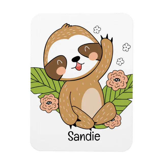 Cute Baby Sloth Custom Name Magnet | Zazzle