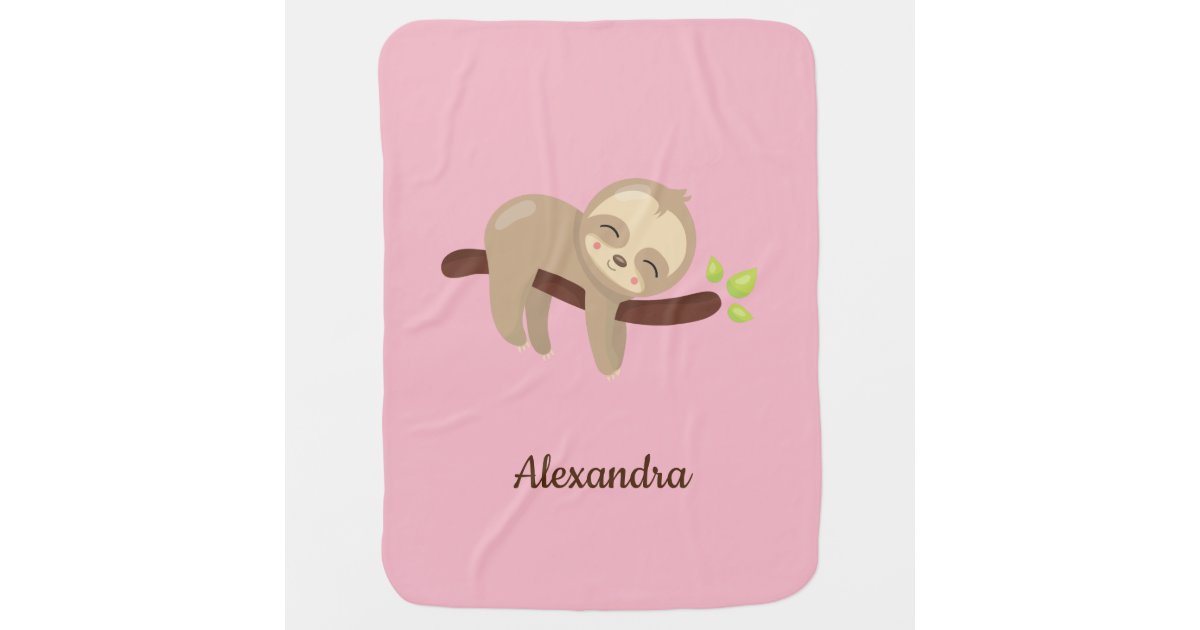 Cute Baby Sloth in Tree on Pink Animal Nursery Baby Blanket | Zazzle