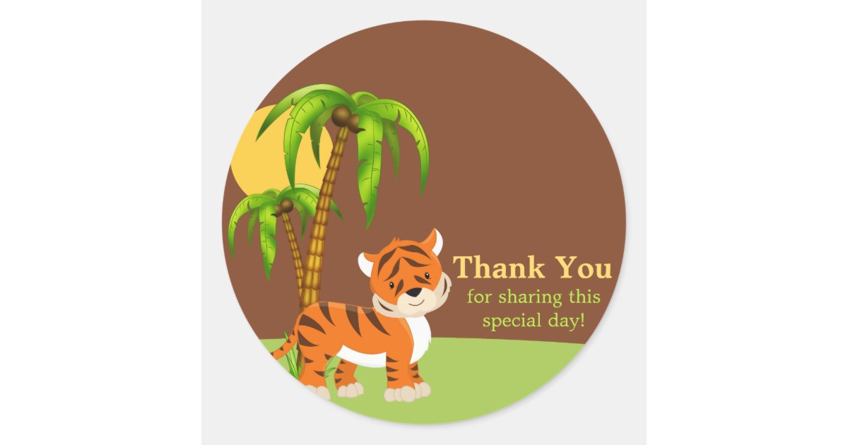 Cute Baby Tiger Thank You Sticker | Zazzle