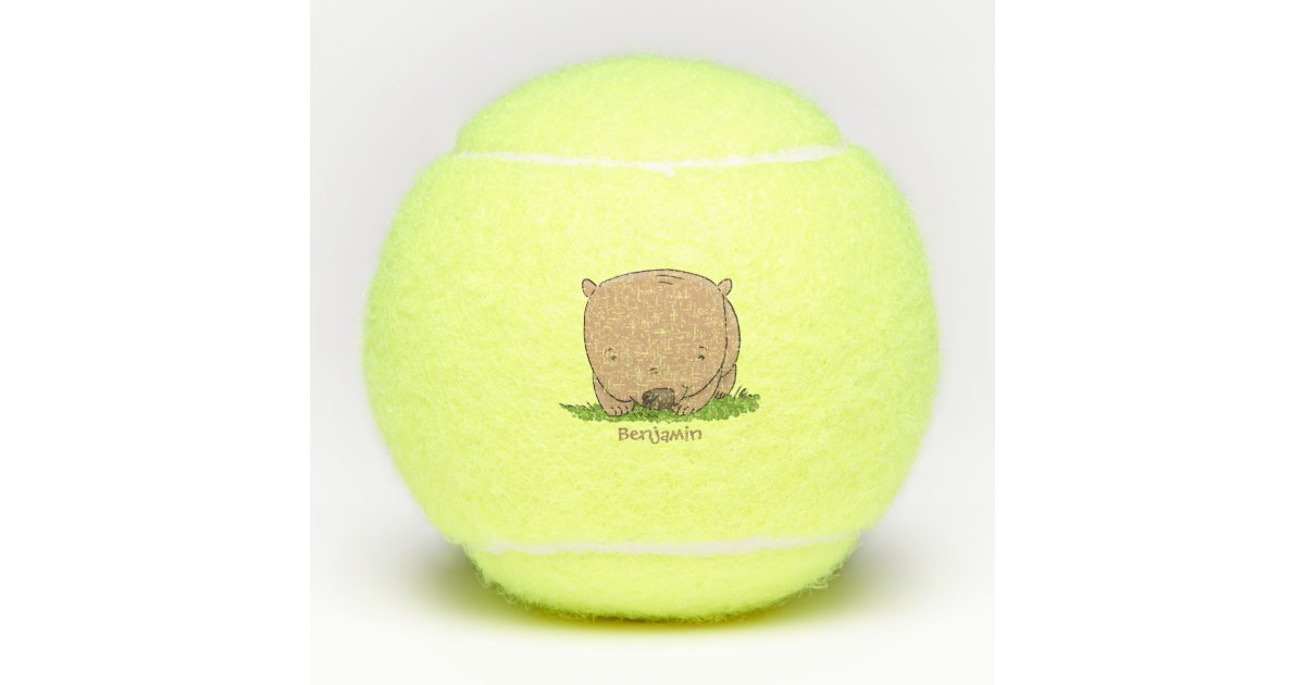 Cute baby wombat cartoon illustration tennis balls | Zazzle