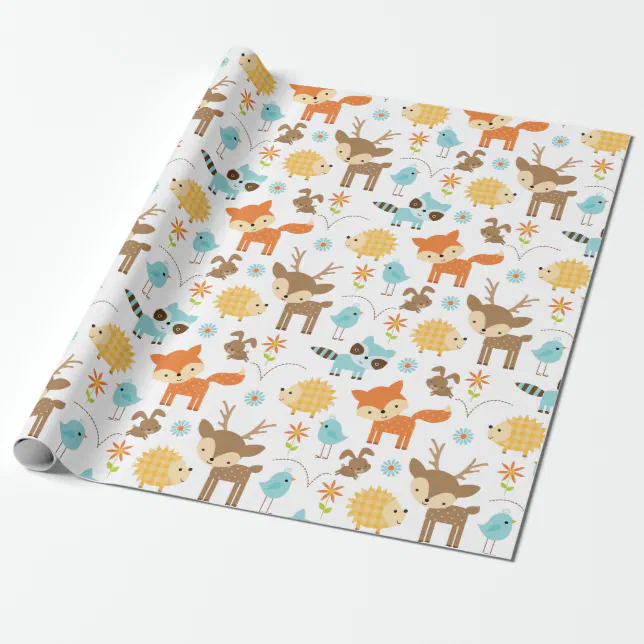 Cute Baby Woodland Animals Wrapping Paper | Zazzle