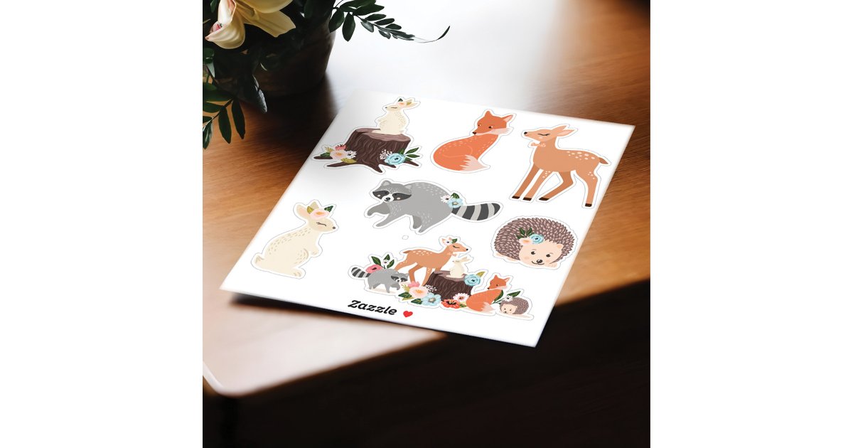 Cute Baby Woodland Forest Animals Sticker | Zazzle