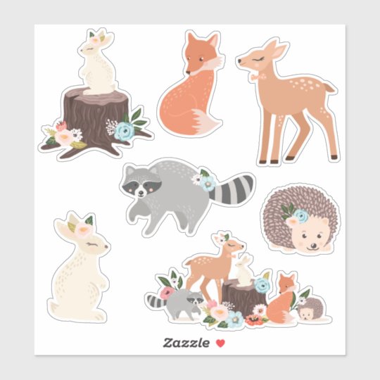 Cute Baby Woodland Forest Animals Sticker | Zazzle.com