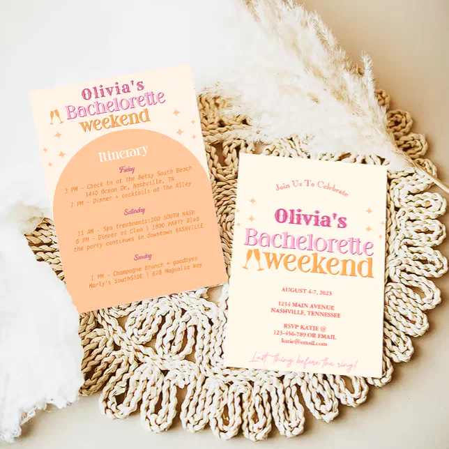 Cute Bachelorette Weekend Itinerary Invitation | Zazzle