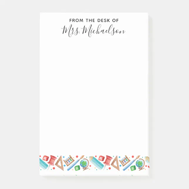 Cute Back to School Pencil Globe Teacher Post-it Notes | Zazzle