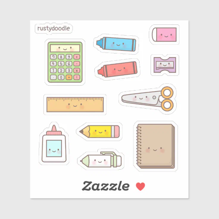 Cute Back to School Supplies Set Sticker | Zazzle