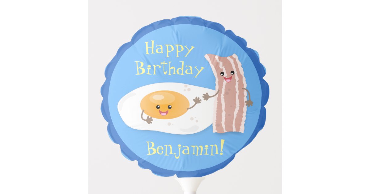 Cute bacon and egg cartoon illustration balloon | Zazzle