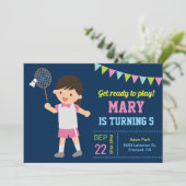 Cute Badminton Girl Birthday Party Invitation | Zazzle