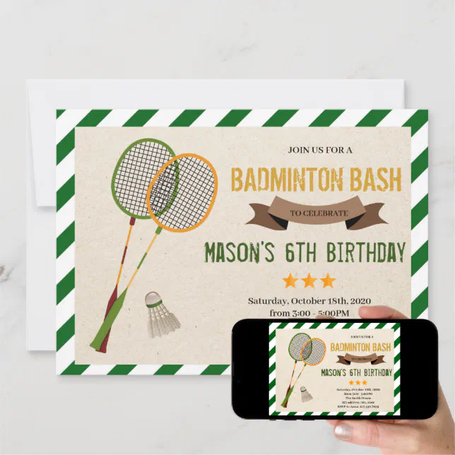 Cute badminton party Invitation | Zazzle