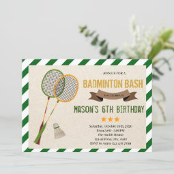 Cute badminton party Invitation | Zazzle