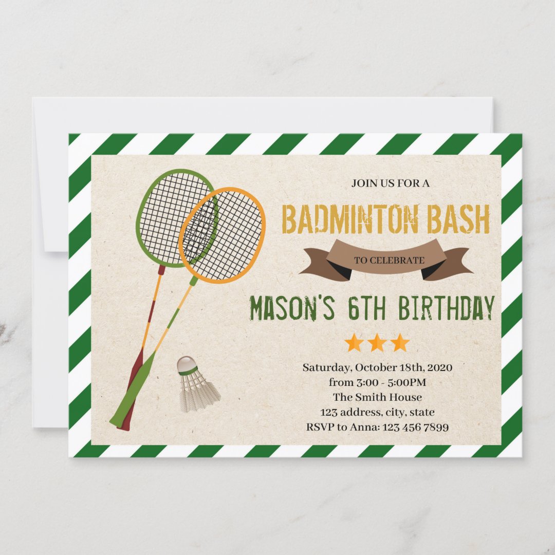 Cute badminton party Invitation | Zazzle