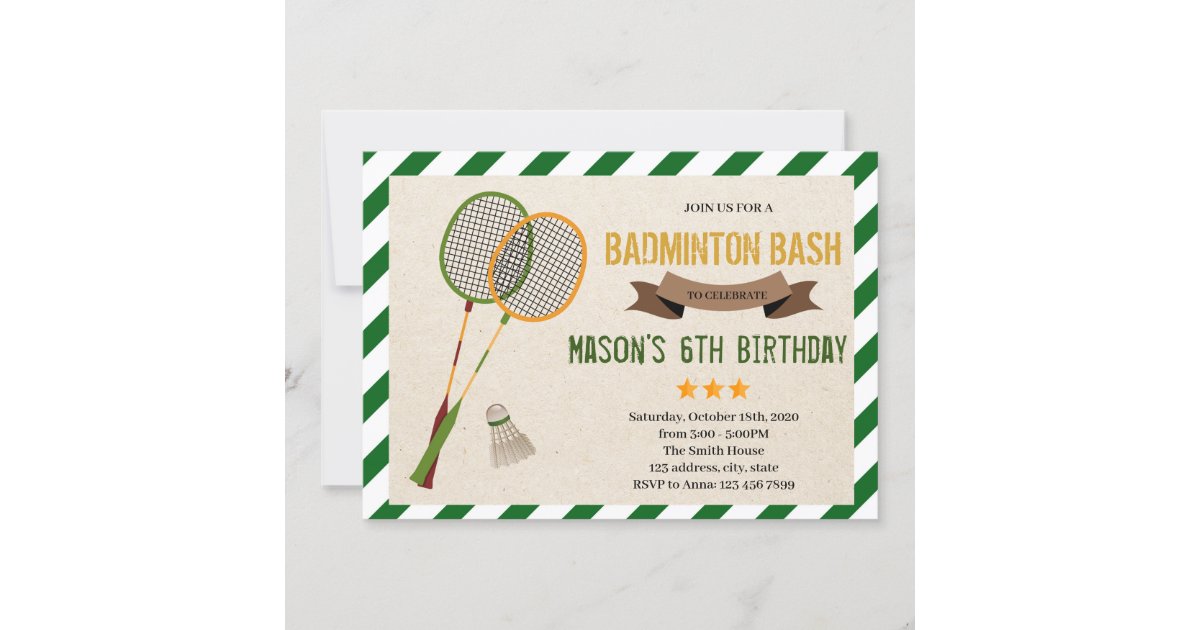 Cute badminton party Invitation | Zazzle