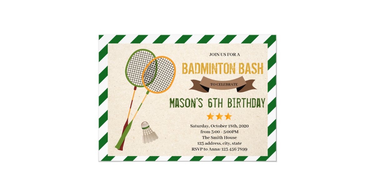 Cute badminton party Invitation | Zazzle.com