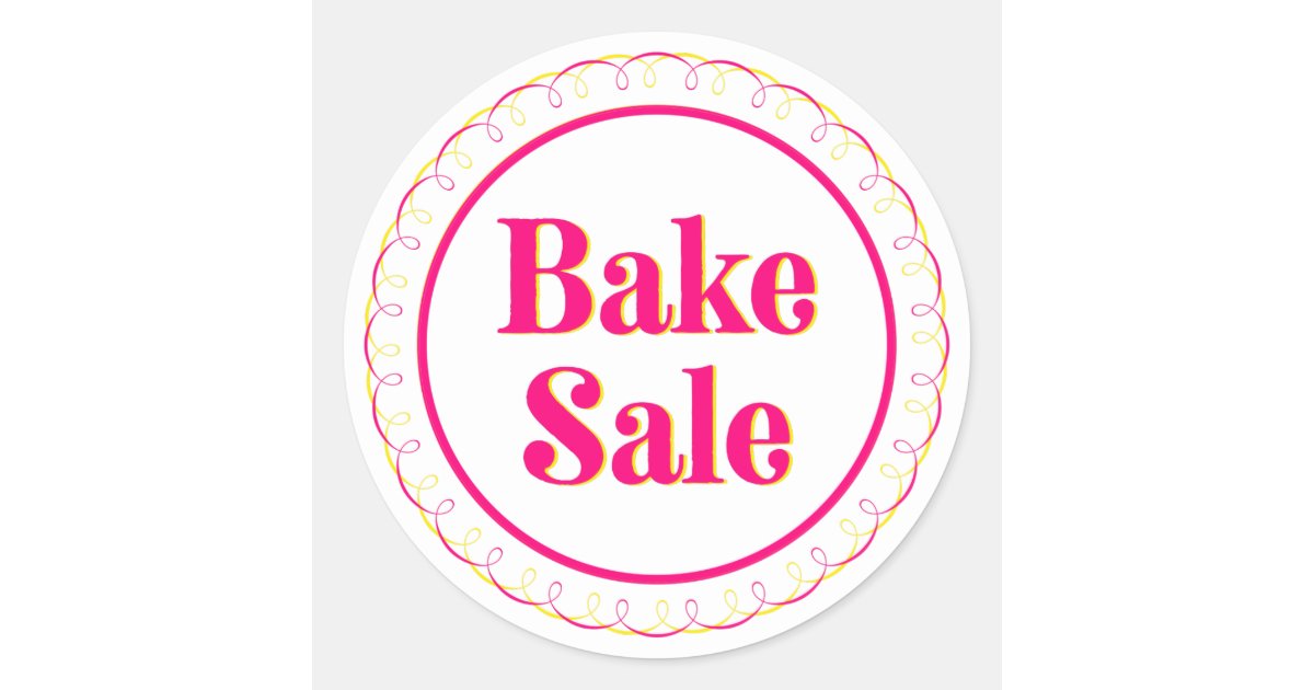 Cute Bake Sale Pink Yellow Classic Round Sticker | Zazzle