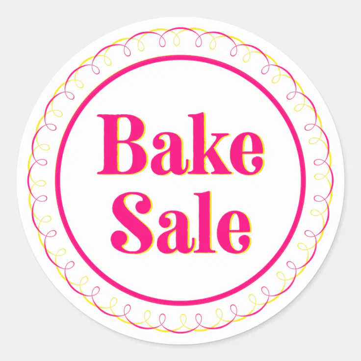 Cute Bake Sale Pink Yellow Classic Round Sticker | Zazzle