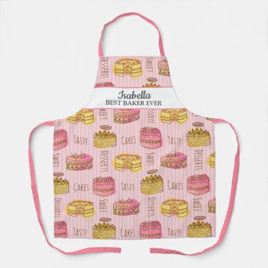 Cute Baker Cake Pastry Chef Personalized Name Apron | Zazzle.com