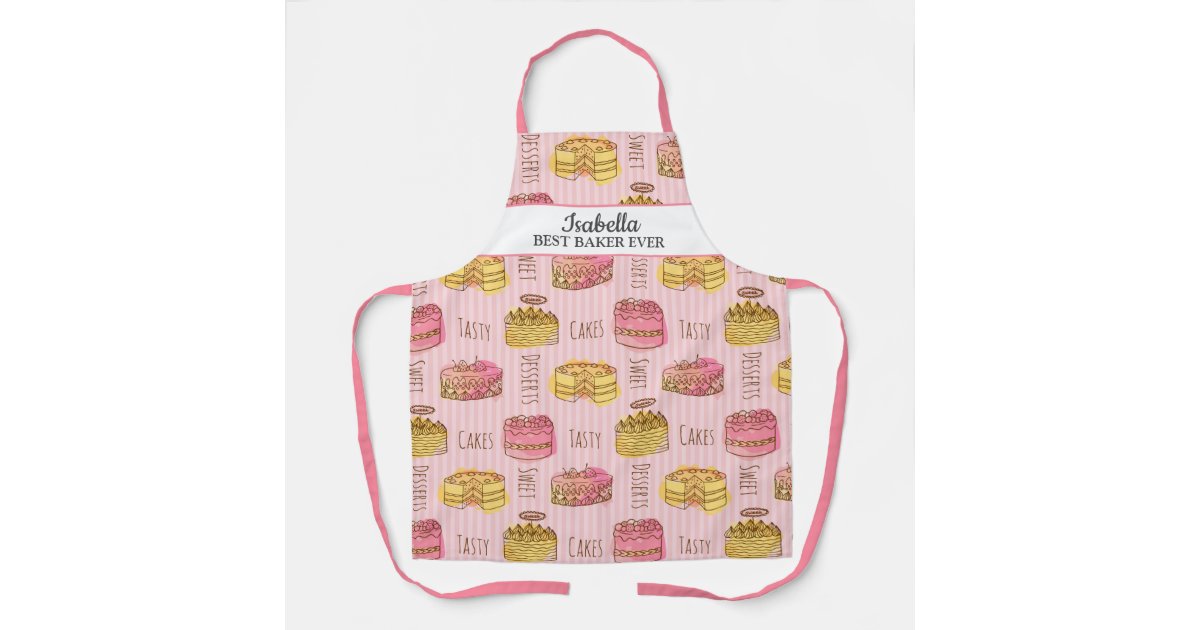 Cute Baker Cake Pastry Chef Personalized Name Apron | Zazzle