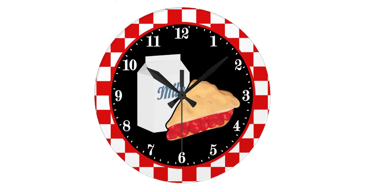 cute bakery cherry pie large clock | Zazzle.com
