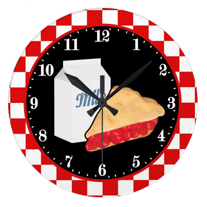 cute bakery cherry pie large clock | Zazzle.com