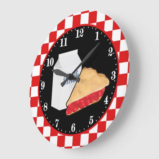 cute bakery cherry pie large clock | Zazzle