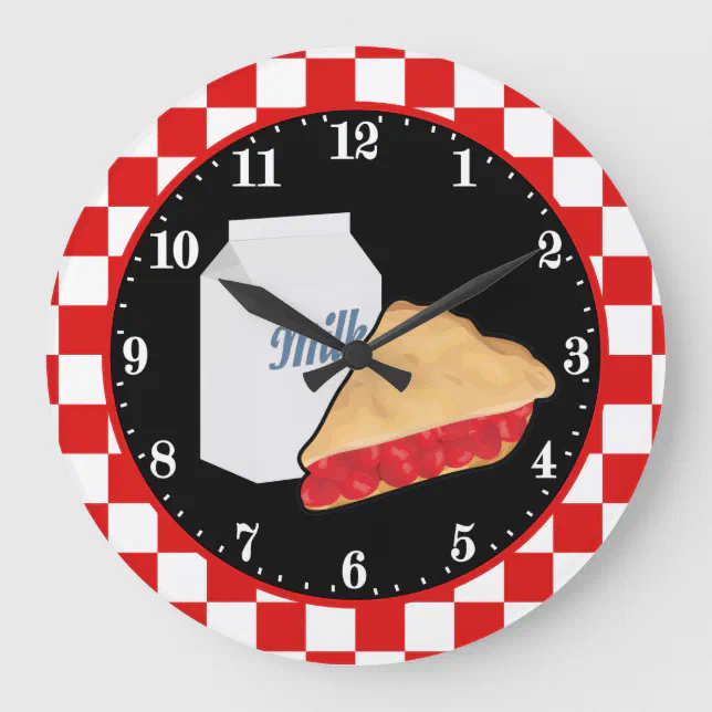 cute bakery cherry pie large clock | Zazzle