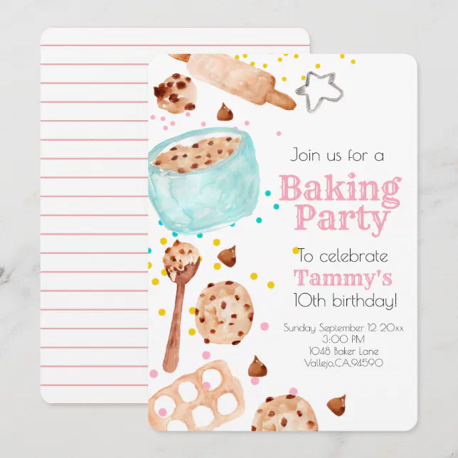 Cute baking party kid birthday invitation | Zazzle