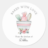 Cute Baking Utensils on White Classic Round Sticker | Zazzle