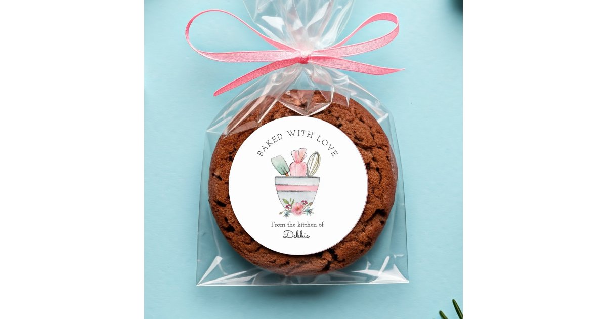 Cute Baking Utensils on White Classic Round Sticker | Zazzle