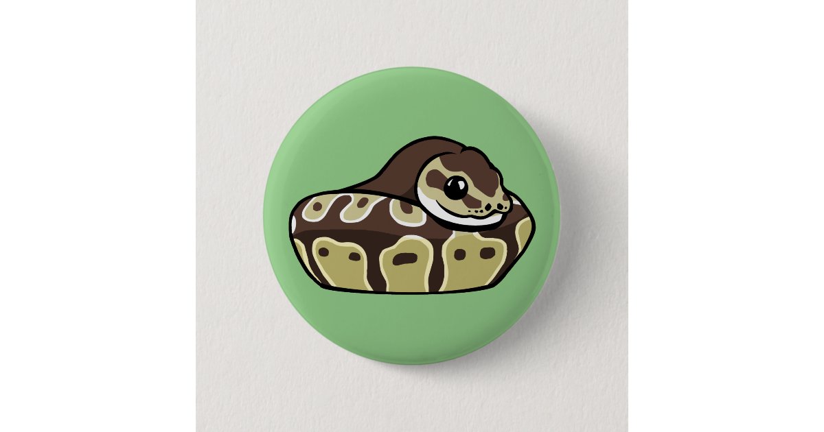 Cute Ball Python Pet Snake Drawing Badge Button | Zazzle