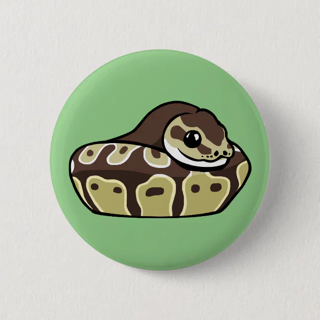 Cute Ball Python Pet Snake Drawing Badge Button | Zazzle