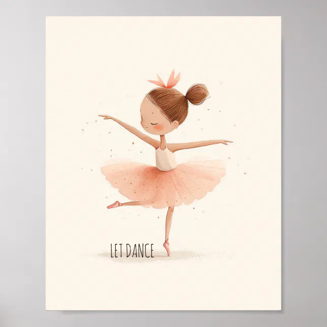Cute Ballerina Ballet Dance Watercolor Poster | Zazzle