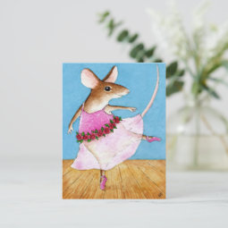 Cute ballerina mouse postcard | Zazzle