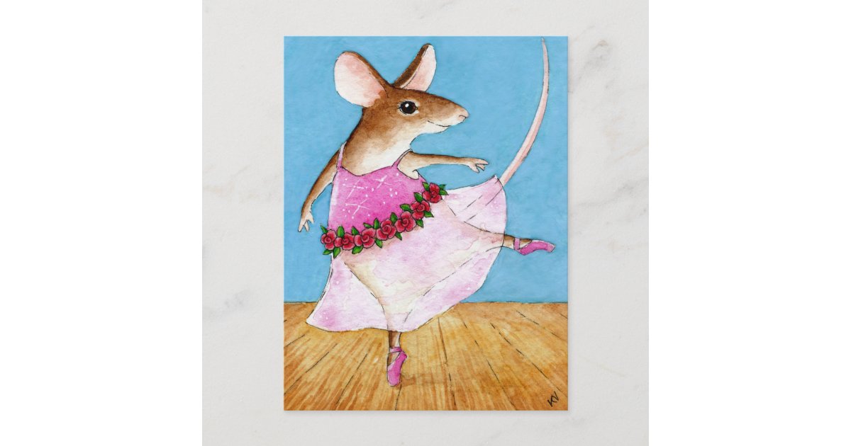 Cute ballerina mouse postcard | Zazzle.com