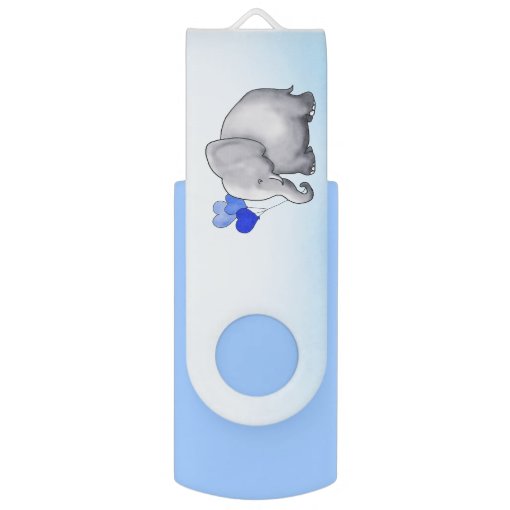 Cute Balloons Elephant Blue Baby Boy Shower Flash Drive | Zazzle