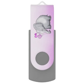 Cute Balloons Elephant Pink Baby Girl Shower USB Flash Drive | Zazzle