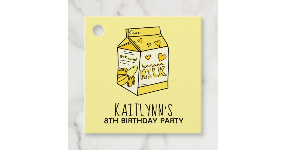 Cute Banana Milk Birthday Party Favor Tags | Zazzle