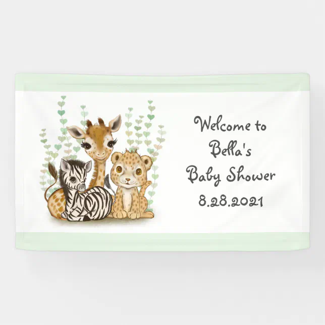 Cute Banner Safari Animals for Baby Shower Party | Zazzle