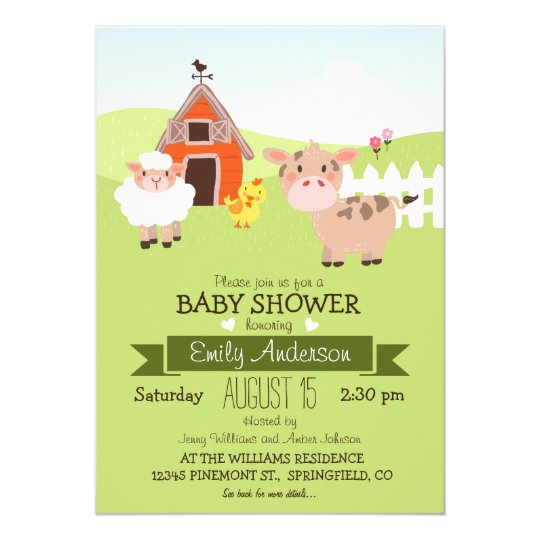 Cute Barn & Farm Animals, Farmer Theme Baby Shower Invitation | Zazzle.com