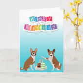 Cute Basenji Hound Dog Animal with Cake Card | Zazzle