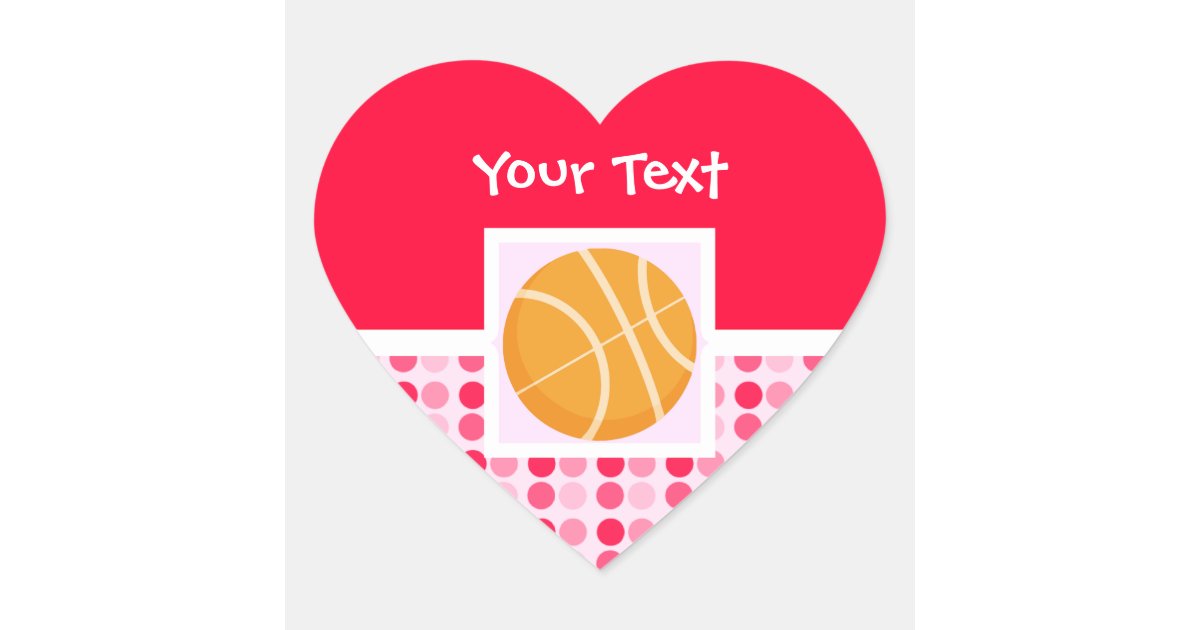 Cute Basketball Heart Sticker | Zazzle