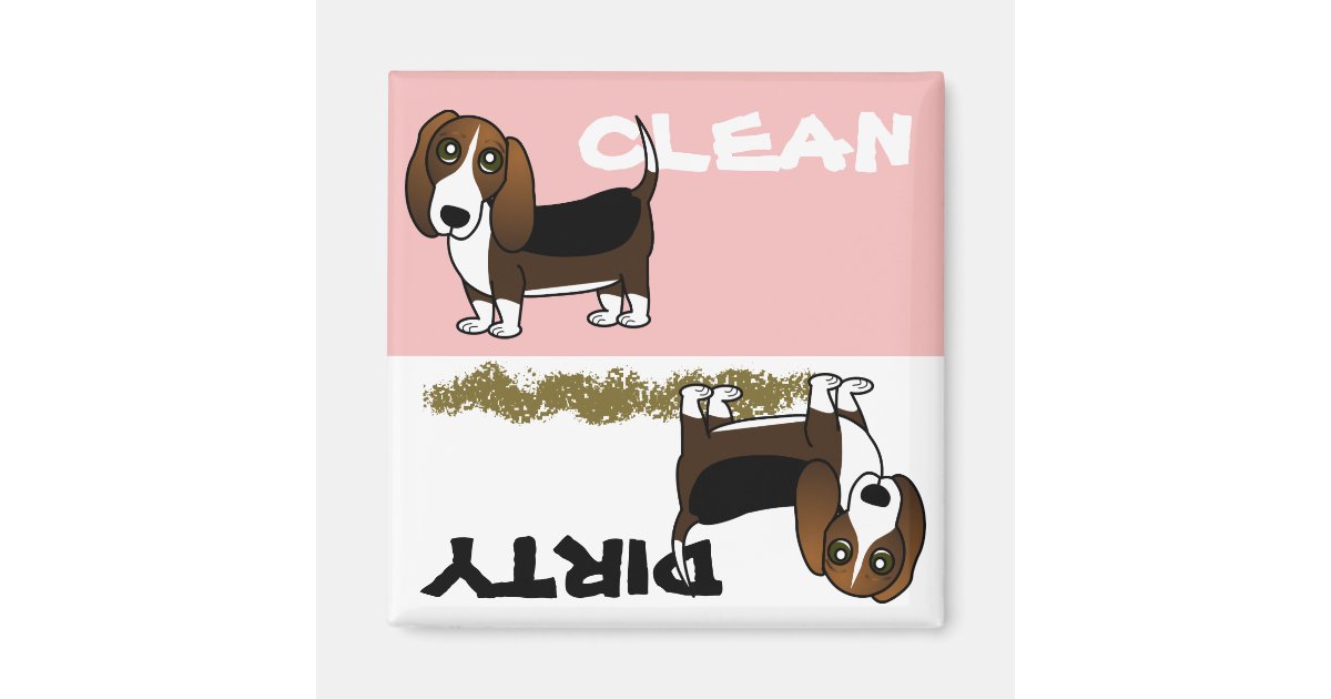 Cute Basset Hound Clean Dirty Dishwasher Magnet | Zazzle