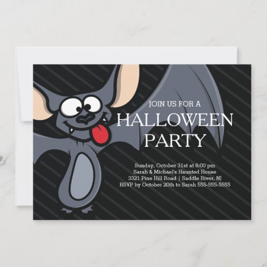 Cute Bat Halloween Party Invitation | Zazzle.com