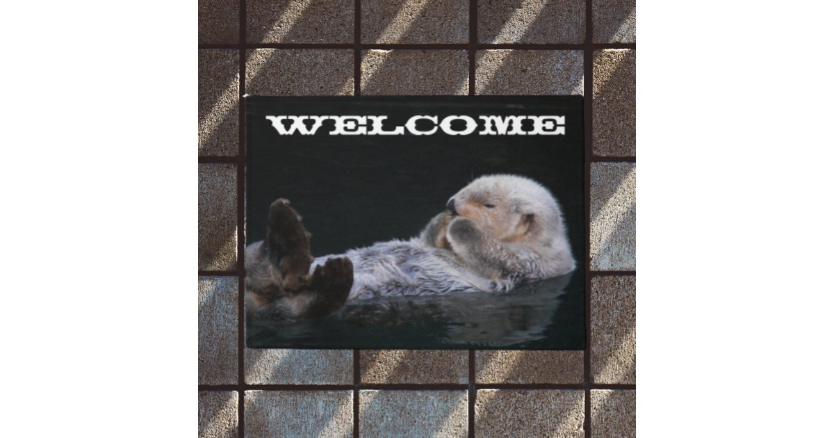 Cute Bathing Sea Otter Welcome Doormat | Zazzle
