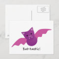 Cute Battastic Pink Bat Postcard | Zazzle