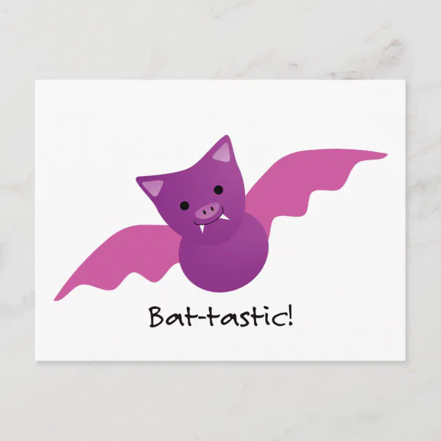 Cute Battastic Pink Bat Postcard | Zazzle